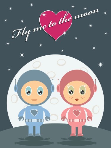 Cosmic love of cosmonauts man hugs woman Vector Image