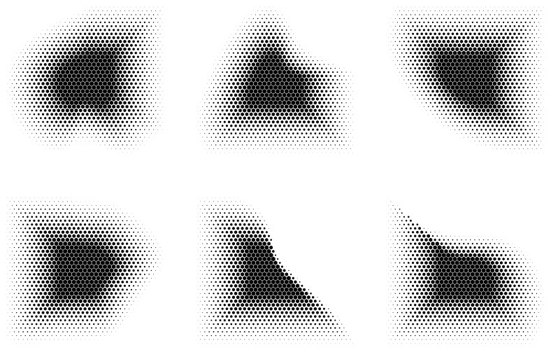 Halftone hexagon pattern reprographic technique Vector Image