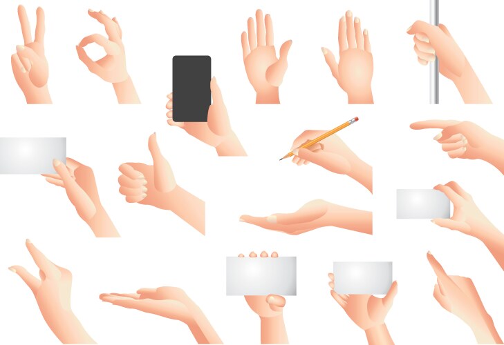 Flat hand gestures pointing human finger gesture Vector Image
