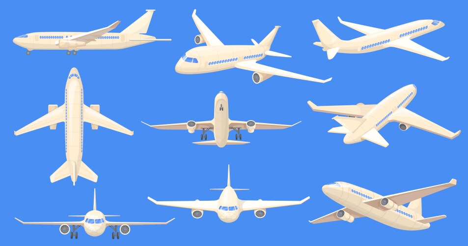 Set of different types air transport airplanes Vector Image