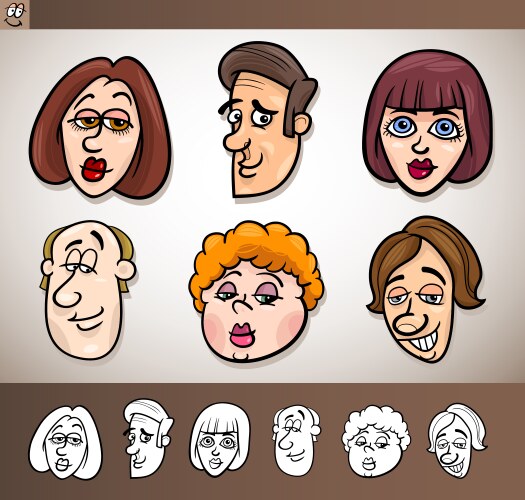 Woman face elements set cartoon Royalty Free Vector Image