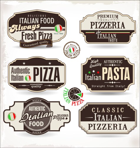 Pizza labels Royalty Free Vector Image - VectorStock
