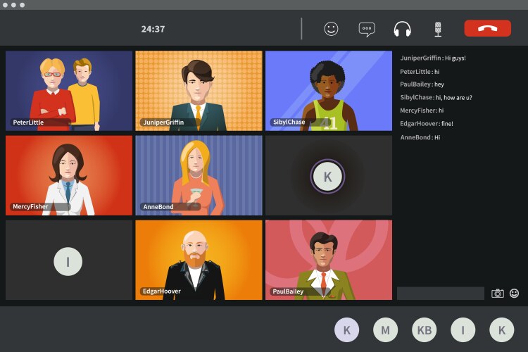 Screen video conference for 4 persons modern Vector Image