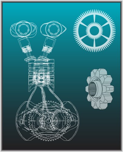 Car engine and gears Royalty Free Vector Image