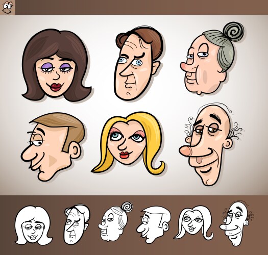 Cartoon people heads set Royalty Free Vector Image