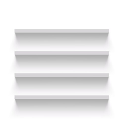 Realistic set empty wooden shelves Royalty Free Vector Image