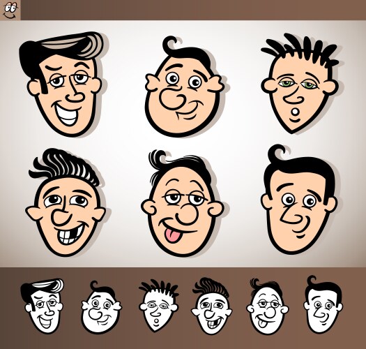 Cartoon people heads set Royalty Free Vector Image