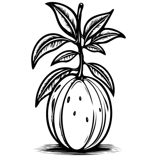 African mango hand drawn fruit transparent Vector Image