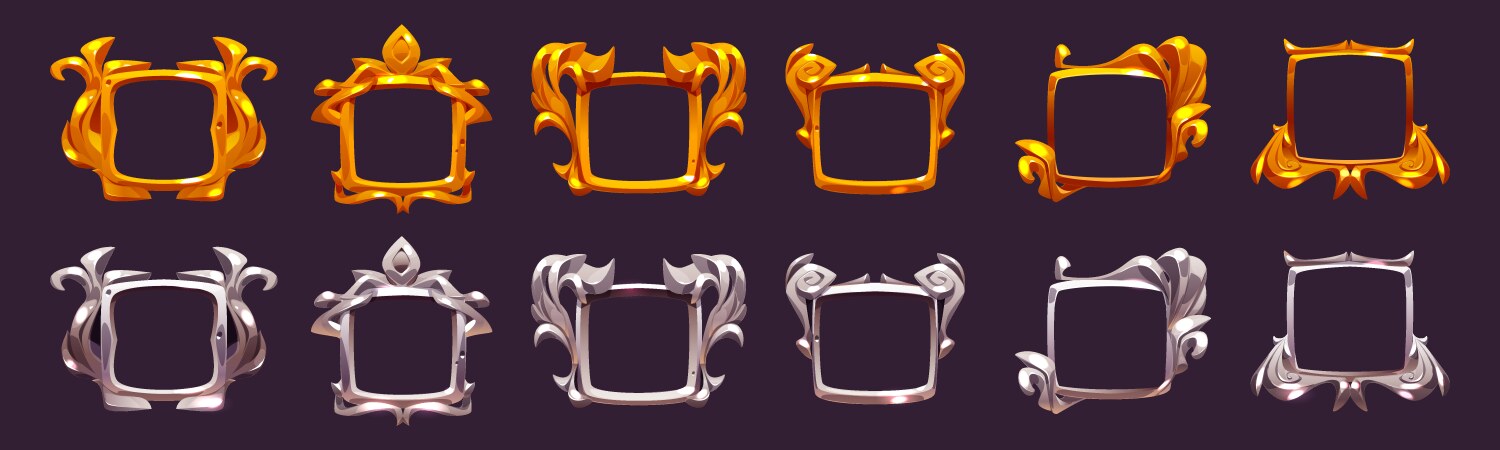 Empty silver frames for game award labels Vector Image