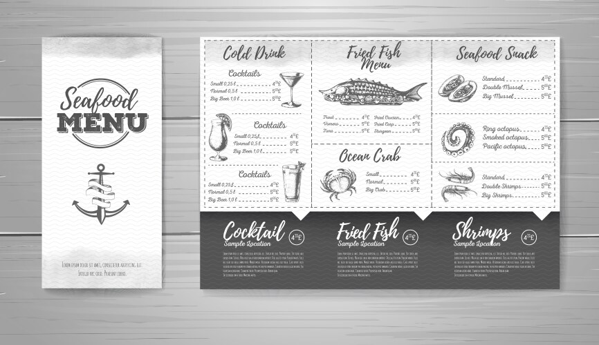 Fresh fish menu template restaurant and cafe Vector Image