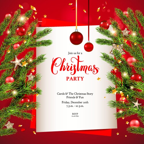 Christmas background with invitation card Vector Image