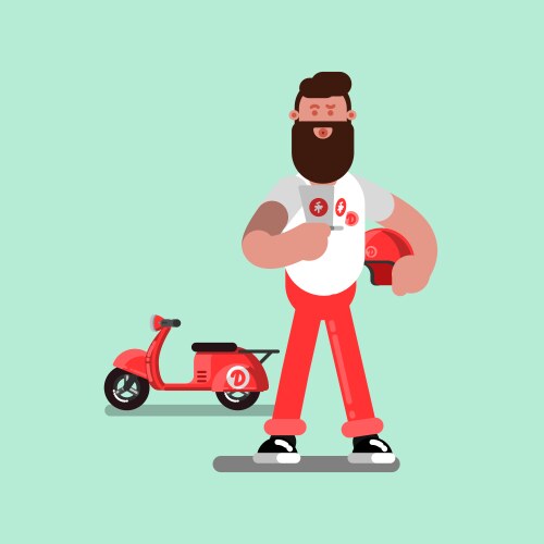Flat of cheerful delivery boy Royalty Free Vector Image