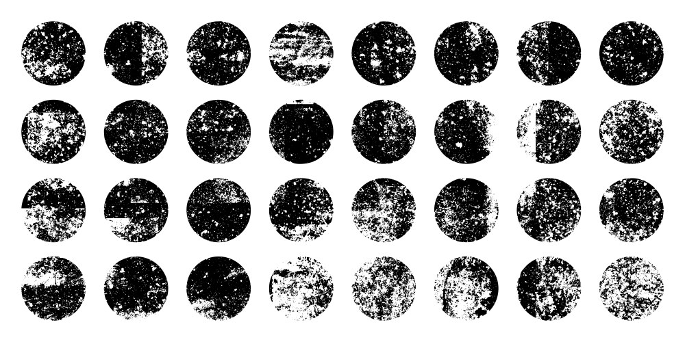 Grunge circles with stains and scratches circle Vector Image