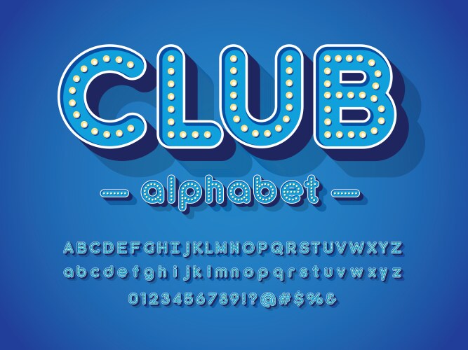 Broadway lights retro style light bulb font Vector Image