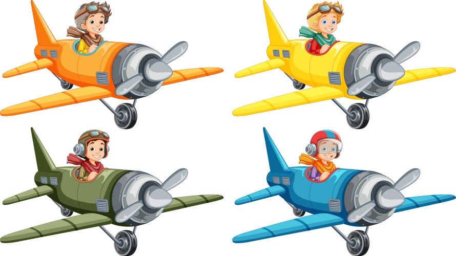 Male pilot flying jet plane Royalty Free Vector Image