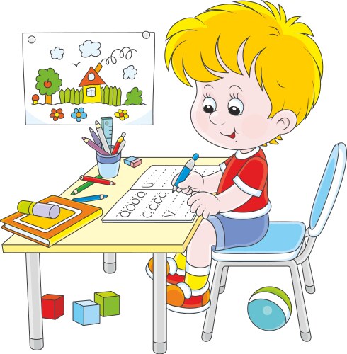 Children doing their homework Royalty Free Vector Image