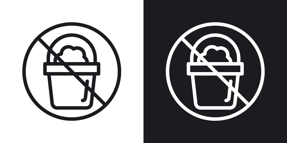 Cleaning bucket with sponge sign icon set Vector Image