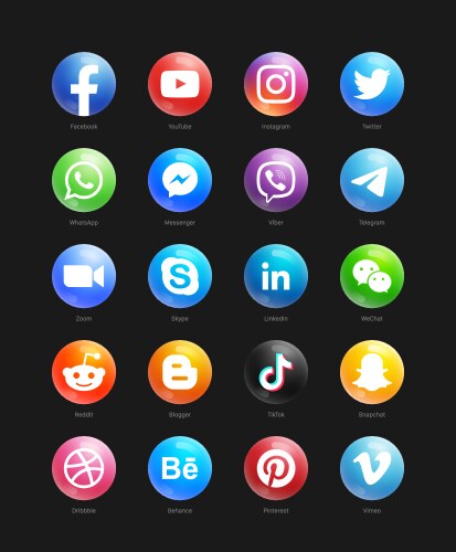 Iphone ios folder social media icons set Vector Image