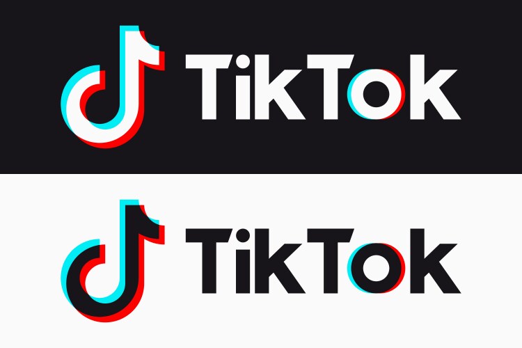 Tiktok logo on black background Royalty Free Vector Image