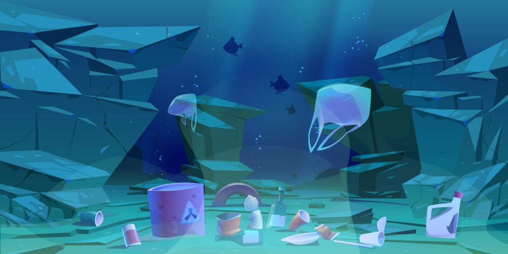 Nature pollution with plastic and toxic waste Vector Image