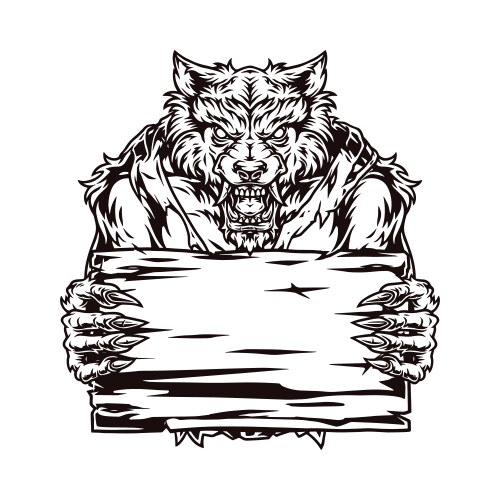 Angry werewolf and moon logo template Royalty Free Vector