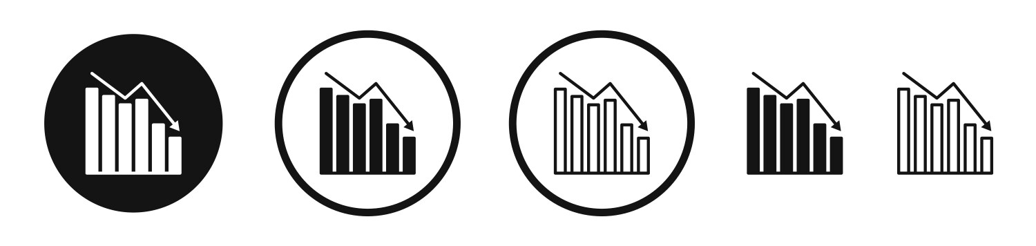 Arrow trend-down icon set down trend chart Vector Image