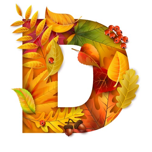 Autumn stylized alphabet with foliage letter p Vector Image