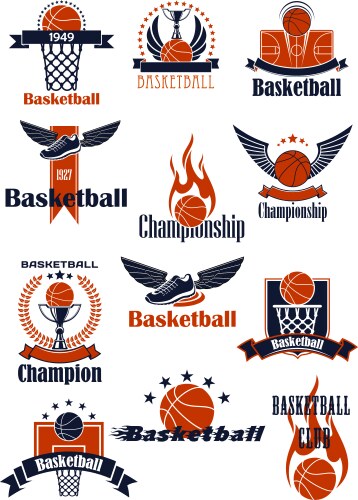Set of basketball logos Royalty Free Vector Image