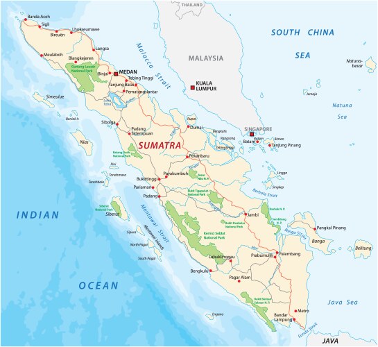 Indonesia map and landmarks Royalty Free Vector Image