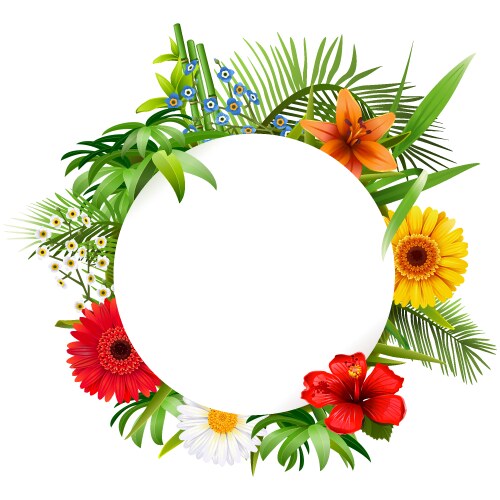 Creative summer round template with black palm Vector Image