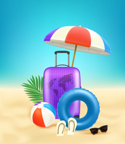 Summer season banner with circle frame and copy Vector Image