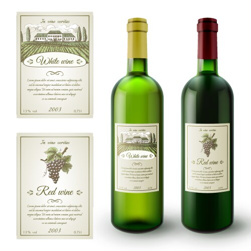 Wine label set flat Royalty Free Vector Image - VectorStock