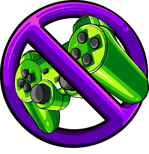 Symbol prohibition gaming controller Royalty Free Vector