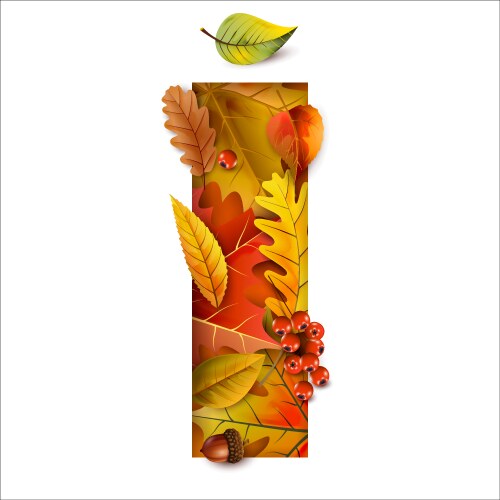 Autumn stylized alphabet with foliage letter v Vector Image