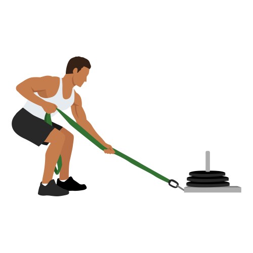 Man doing cable triceps kickbacks exercise Vector Image