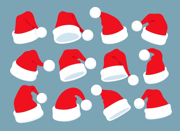 Santa hats design elements Royalty Free Vector Image