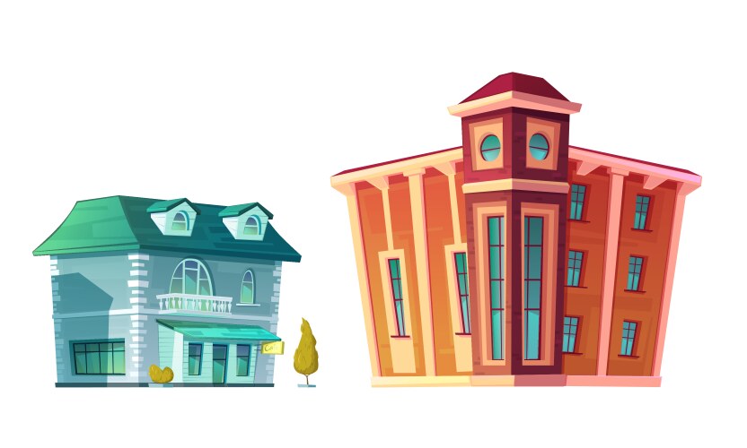 Urban retro colonial style building cartoon Vector Image
