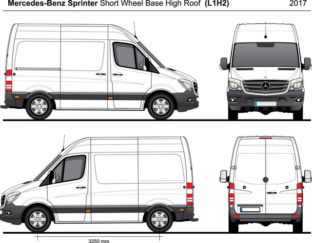 Mercedes Sprinter L1H2 Cargo Van 2018 Royalty Free Vector
