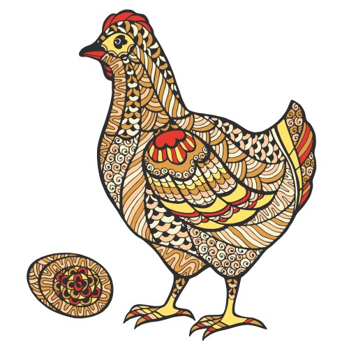 Engraved chicken in sketch style Royalty Free Vector Image