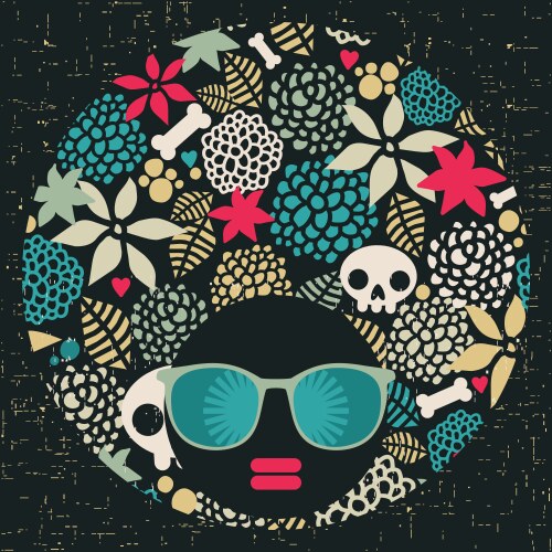 Black head woman with pattern hair Royalty Free Vector Image
