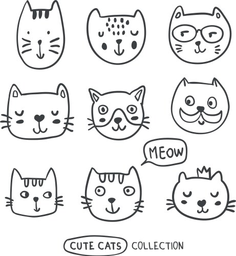 Cat face cartoon Vector Images & Graphics for Commercial Use | VectorStock