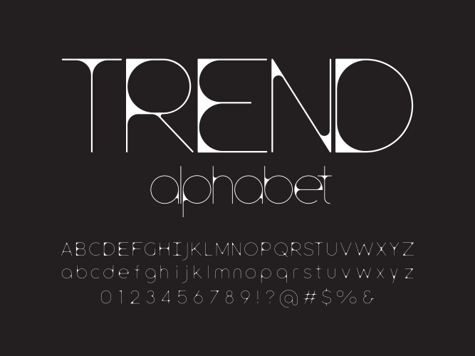 Futurism style alphabet thin segment line font Vector Image