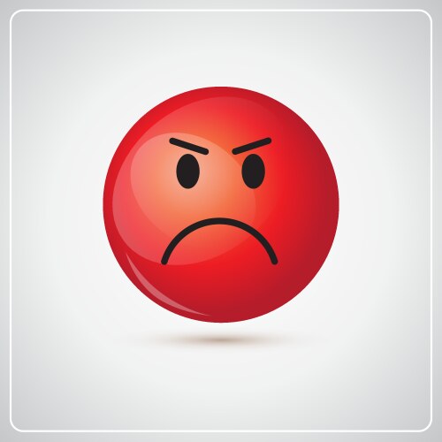 Emotional background with angry red face emoji Vector Image