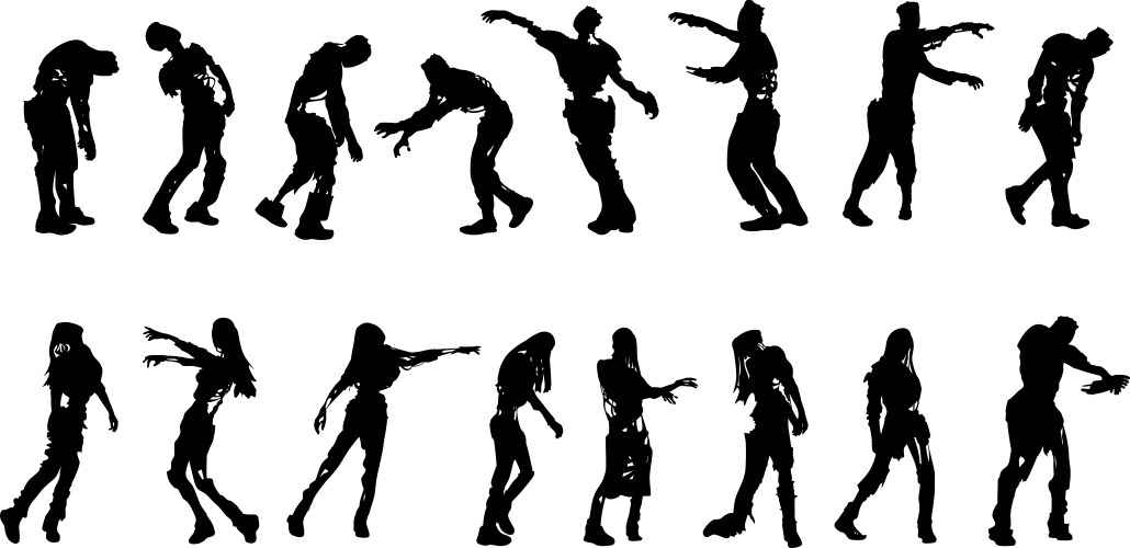 Decaying zombies set undead people and animals Vector Image