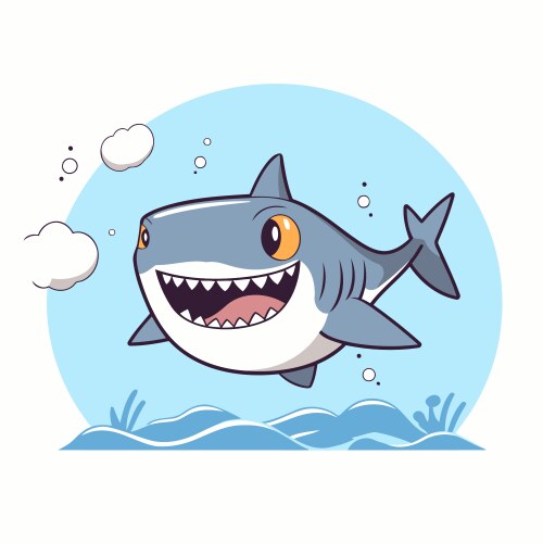 Shark cartoon character isolated on white Vector Image