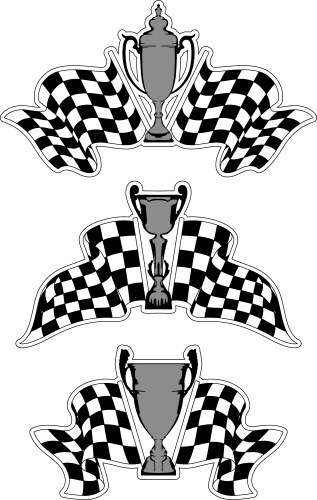 Racing flags with wreath and ribbon text Vector Image