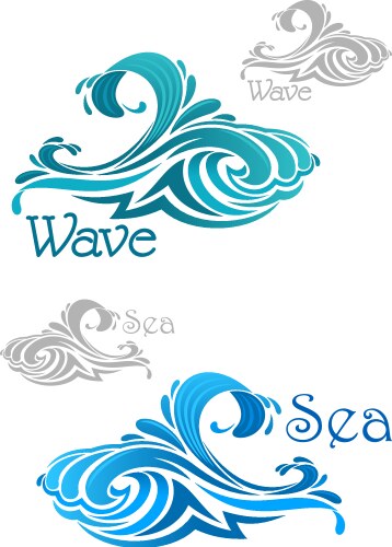 Wave emblems ocean water abstract isolated Vector Image