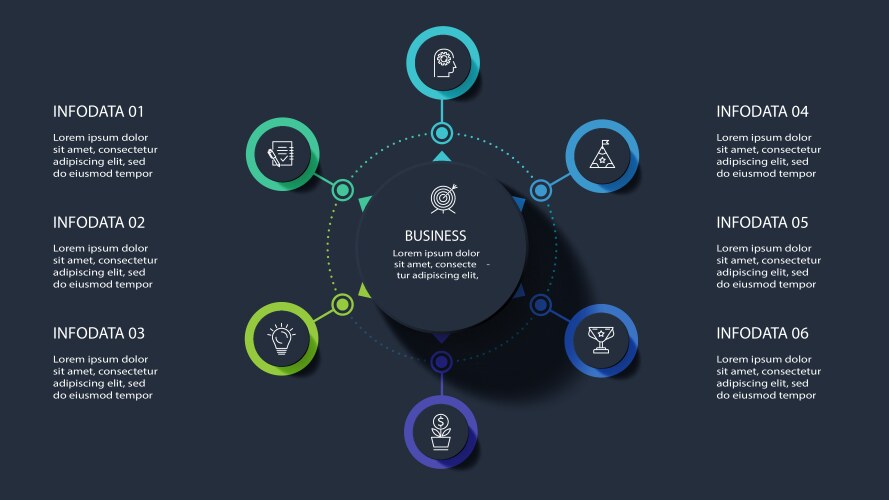 Diagram concept for infographic with 6 steps Vector Image