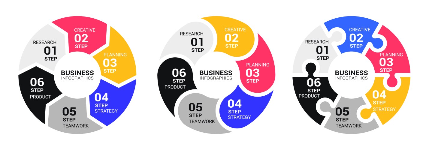 Six steps infographic timeline presentation Vector Image