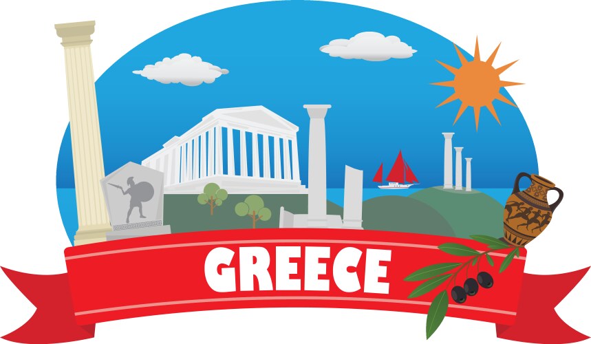 Greek cityscapes and streets architecture homes Vector Image